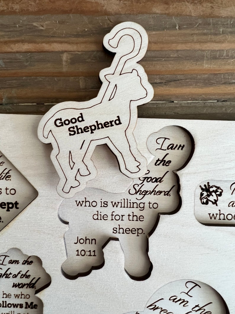 Jesus “I Am” Puzzle for Kids Wooden Puzzle Good Shepherd, Light of the ...
