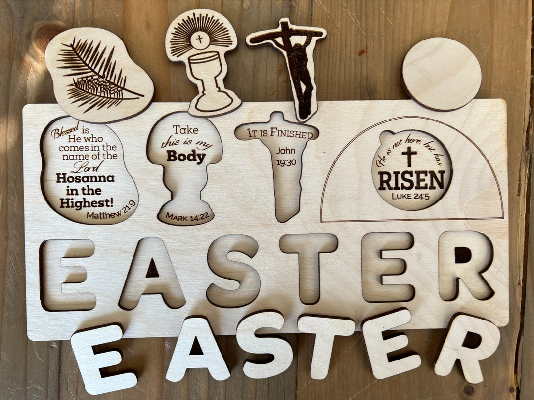 Easter Jesus Puzzle for Kids Christian Catholic Wooden Puzzle Palm ...