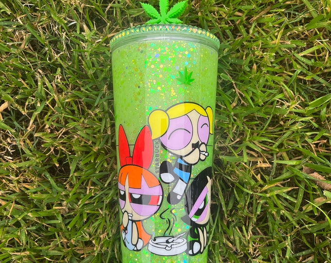 Powerpuff Girls Snow Globe Tumbler 420 Weed Leafs Limited Edition 420 ...