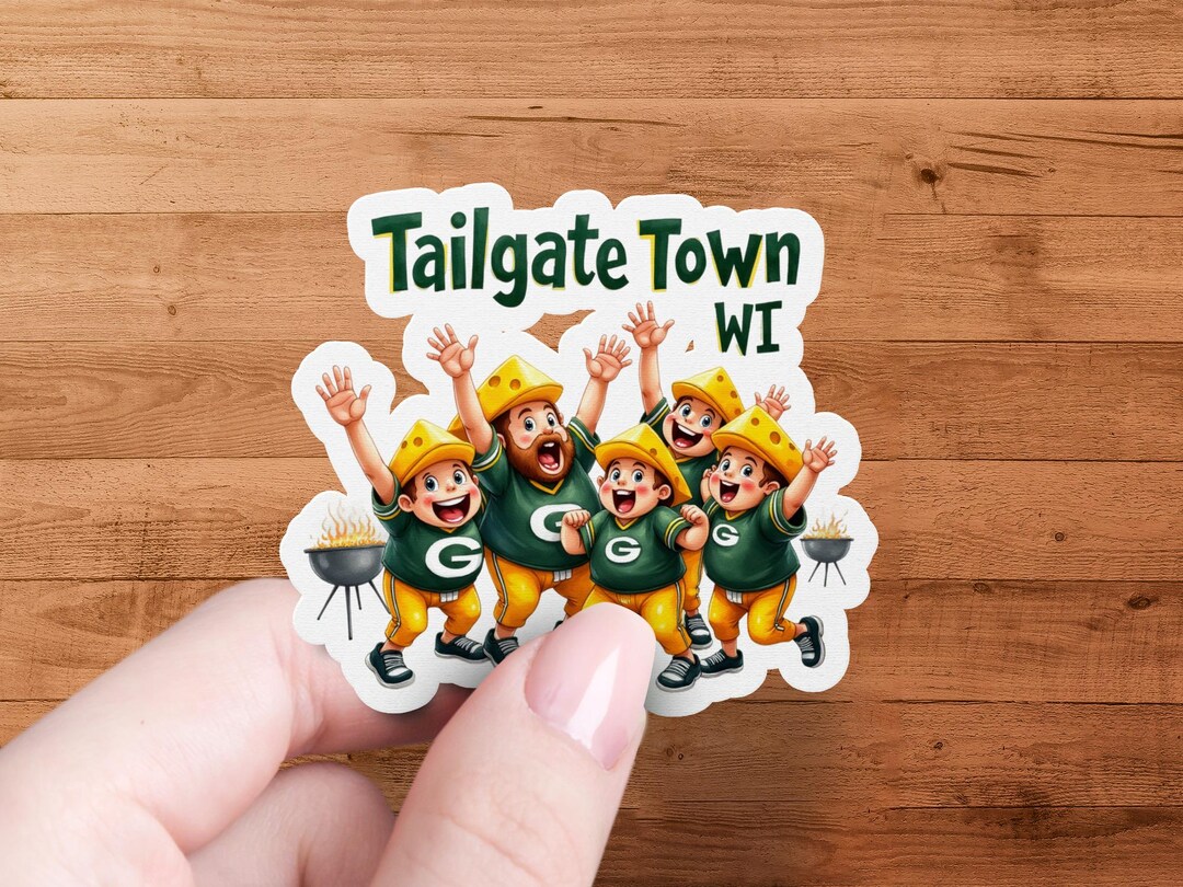 Tailgate Town Wisconsin Sticker, Packers Cheesehead Fan - Etsy
