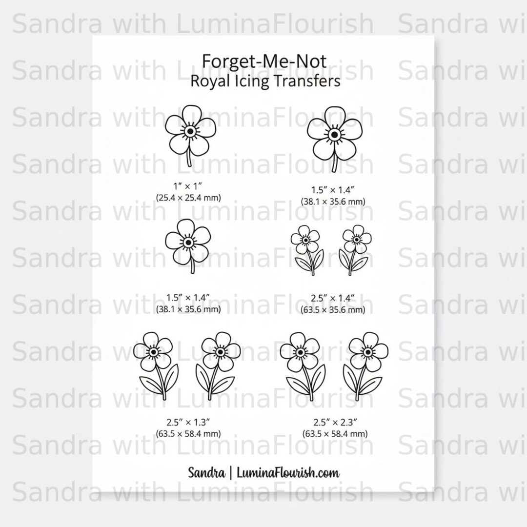 Forget Me Not Digital Download, Royal Icing Transfers, Cookie ...