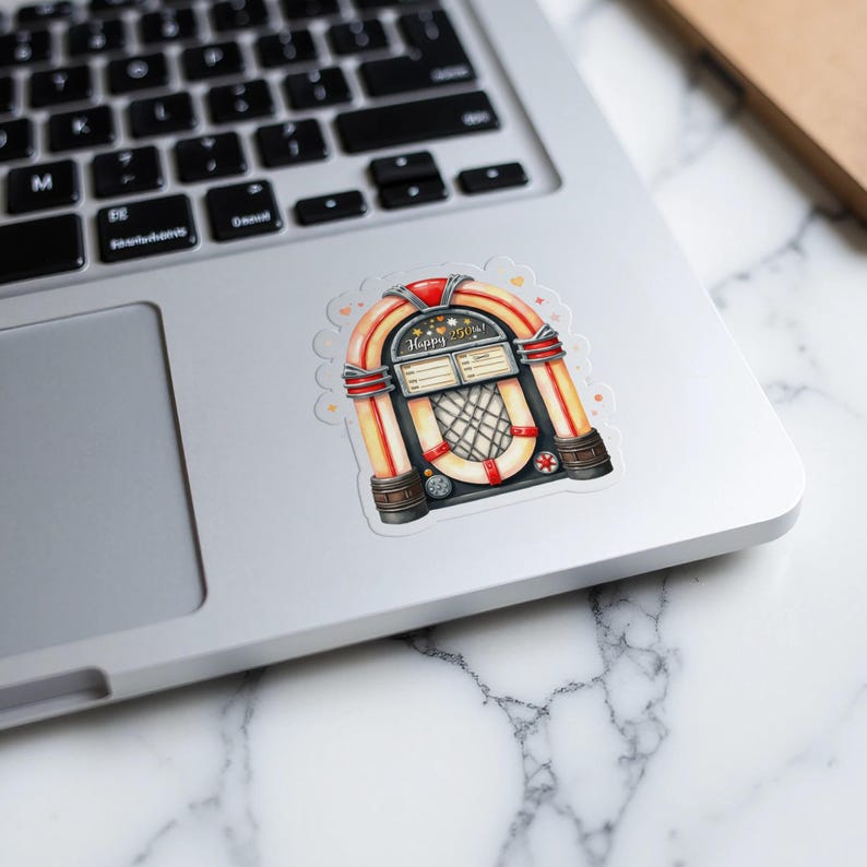 Vintage Jukebox Sticker, Happy 250th, Retro Music, AI Assisted Image ...