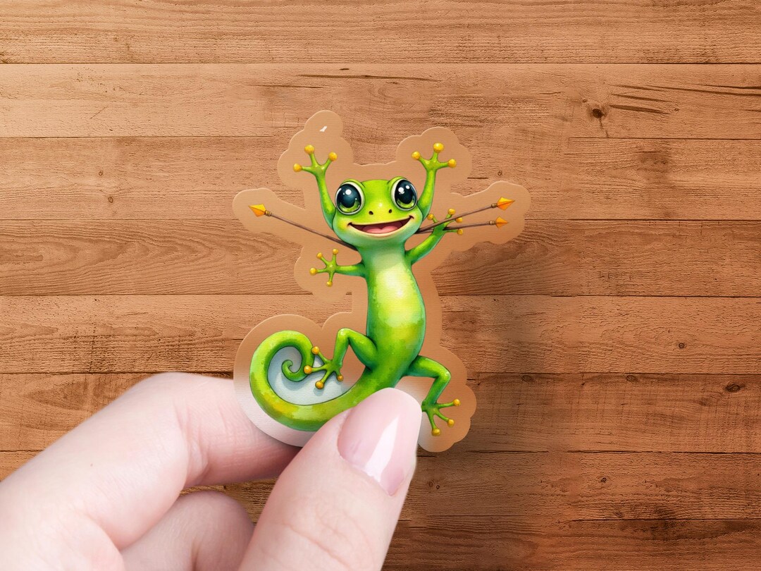 Funny Lizard Sticker, Cartoon Gecko Decal, Archery Arrows, Cute Animal ...