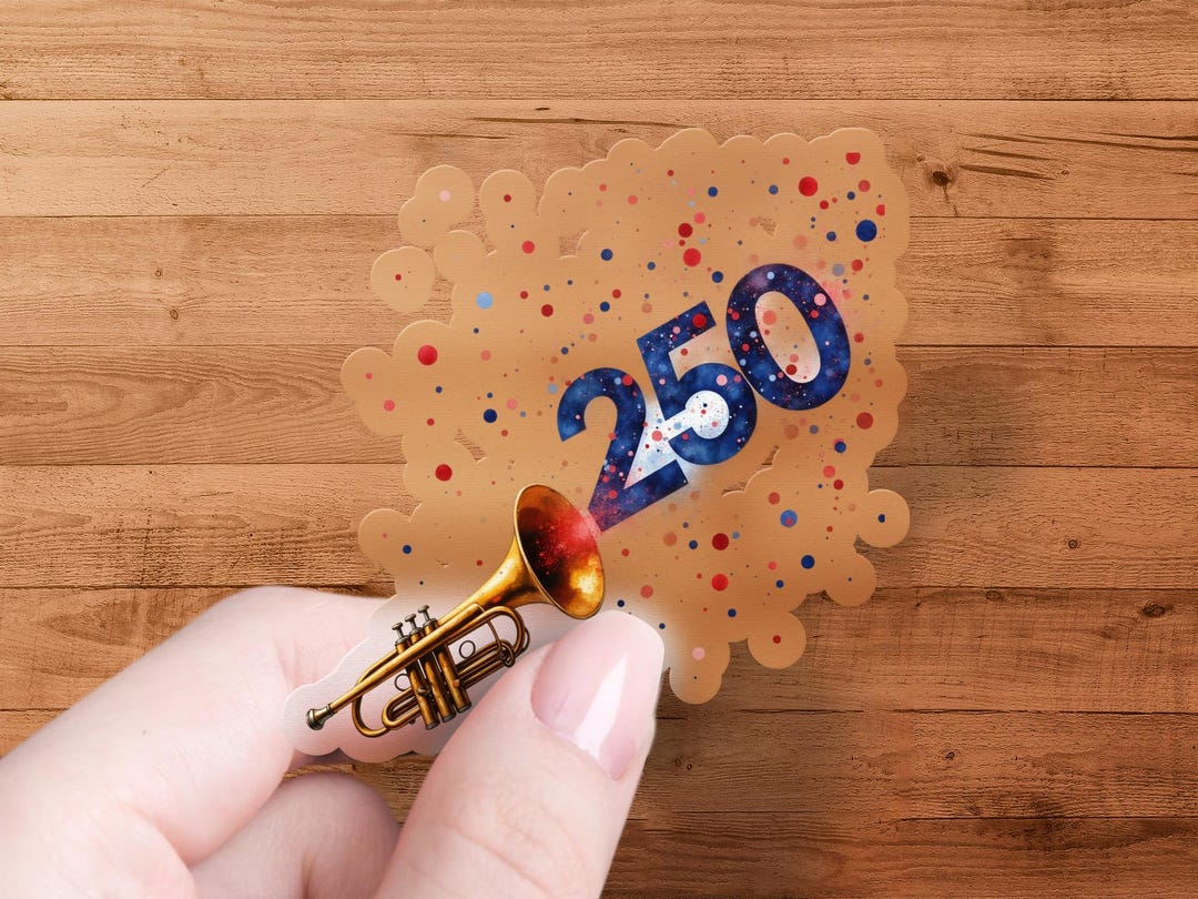 Trumpet 250 Sticker, Celebration, Unique Sticker, Ai-assisted Image ...