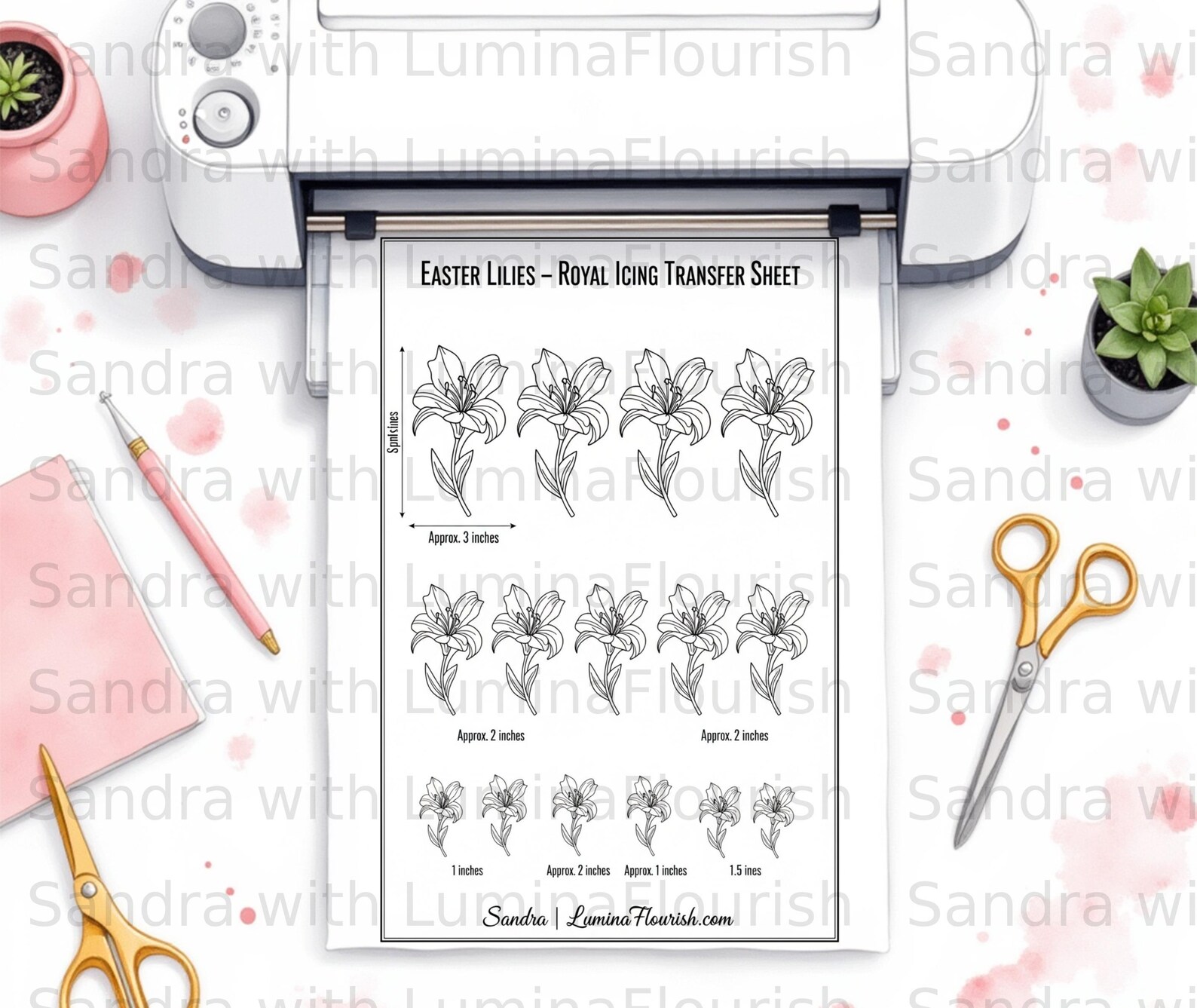 Easter Lilies Royal Icing Transfer Sheet Floral Cookie Decor Spring ...