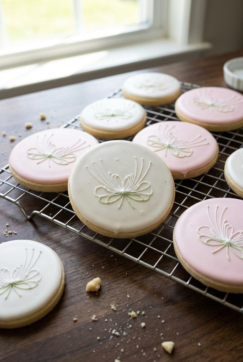 Cleome Flower Royal Icing Transfers, Cookie Decorating Template ...