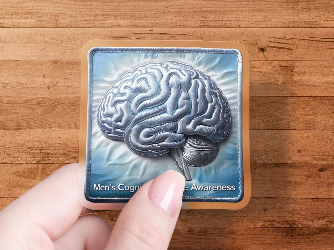 Mens Cognitive Decline Awareness Sticker, Awareness Brain Design ...