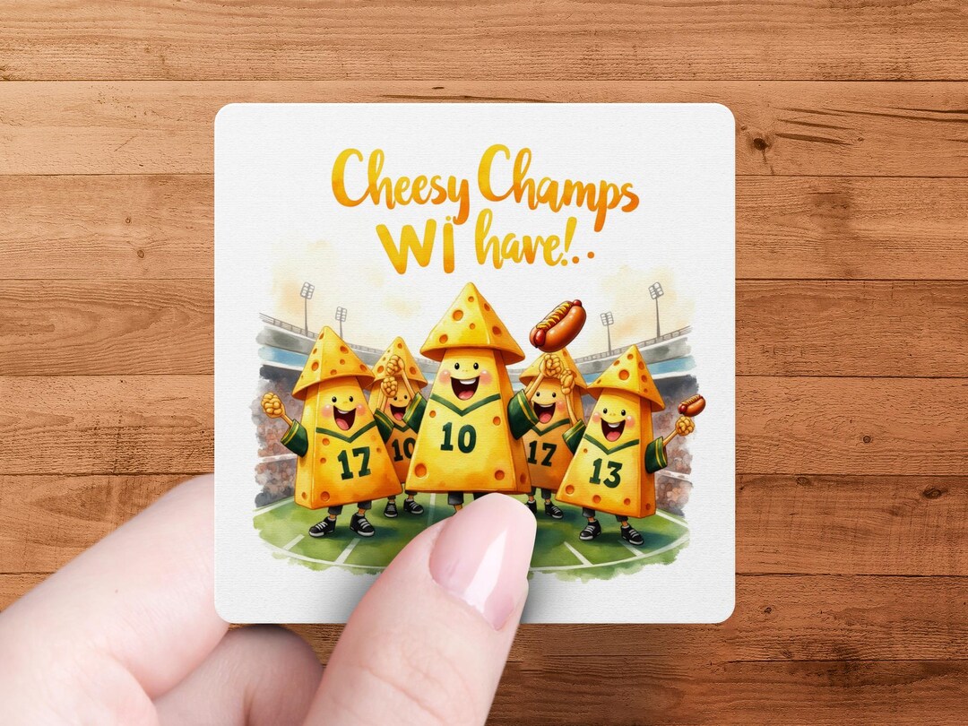 Cheesy Champs Sticker, Wisconsin Football Fans, Cheesehead Pride, Go ...