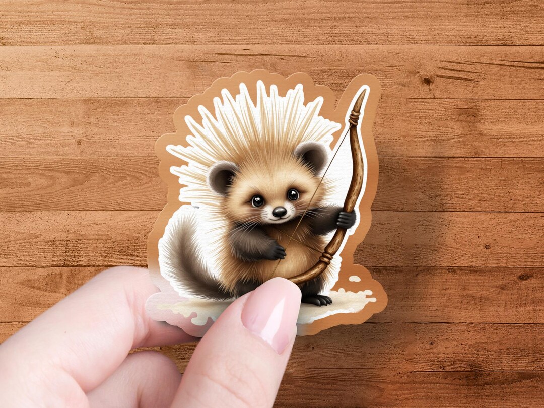 Cute Archer Sticker, Animal Art Sticker, Baby Animal Sticker, Woodland ...