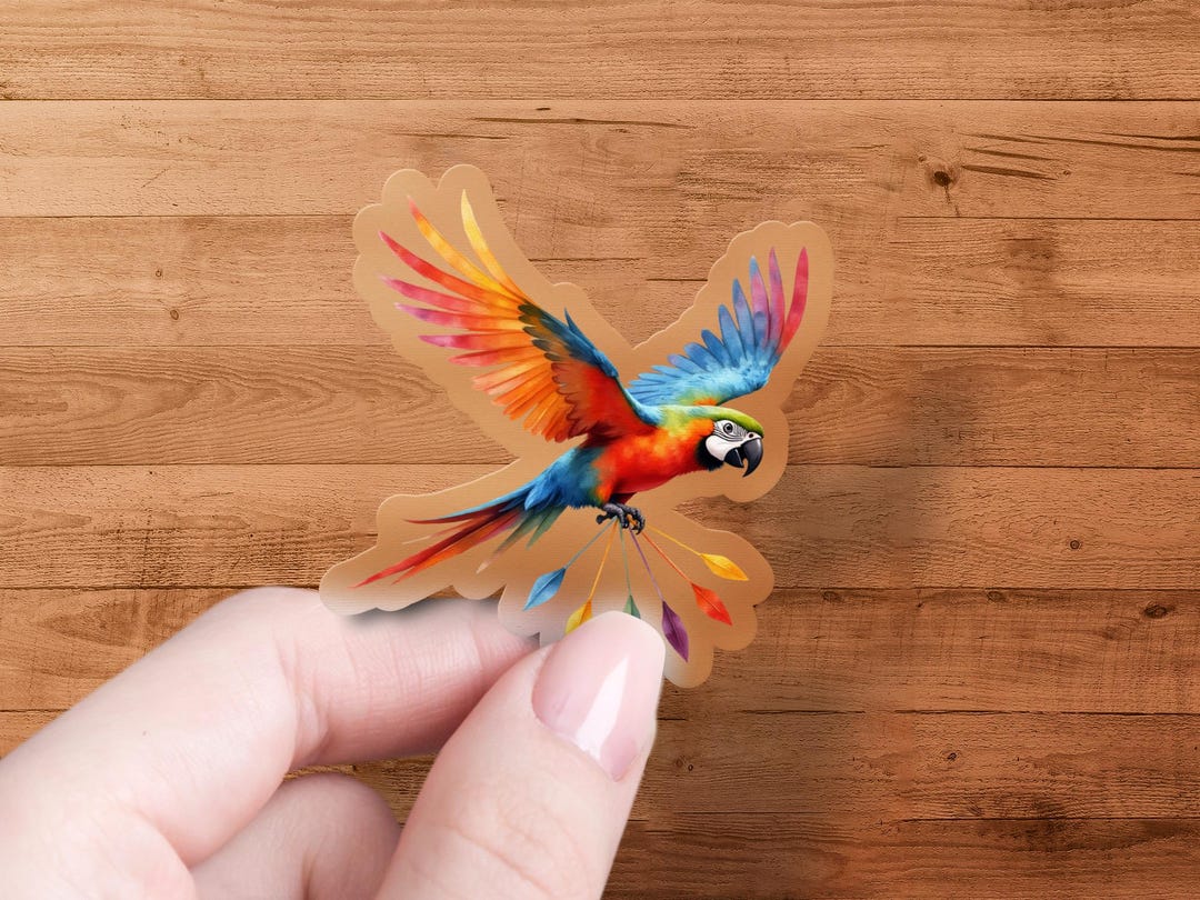 Watercolor Macaw Sticker, Colorful Parrot Decal, Tropical Bird Art - Etsy
