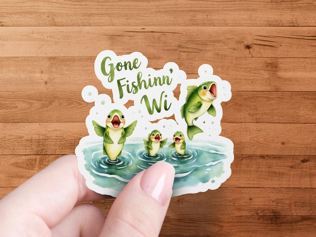 Gone Fishin Sticker, Fishing Lover Decal, Funny Fish Design, Cute Fish ...