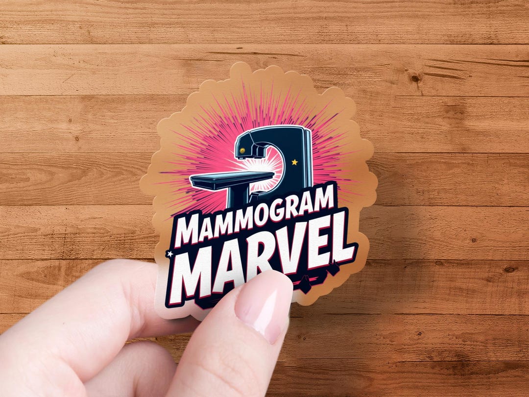 Mammogram Marvel Sticker, Cancer Awareness Sticker, Empowering Decal ...