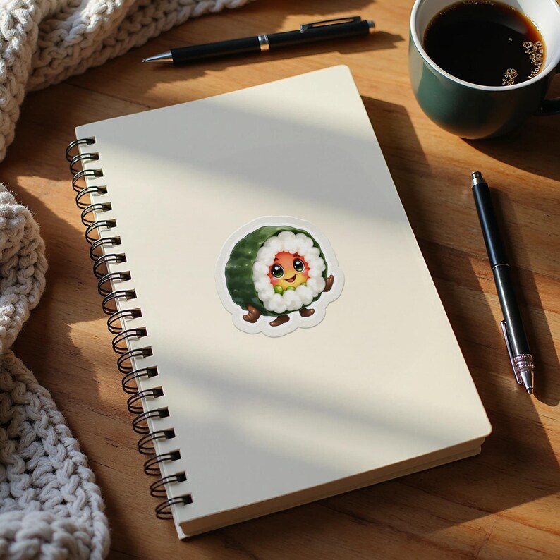 Cute Sushi Roll Sticker, Kawaii Food Sticker, Smiling Sushi Art ...