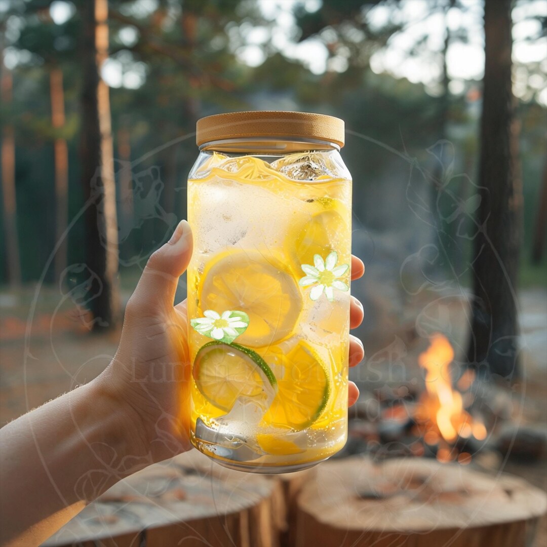 Watercolor Floral Sipper Glass Collection 16oz Aesthetic Glass Cup With ...