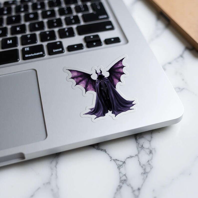 Winged Horror Sticker, Gothic Creature Decal, Horned Demon Art, Dark ...