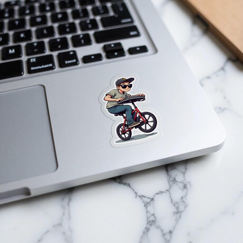 Boy on Tricycle Sticker, Cartoon Character Sticker, Funny Kid Art ...