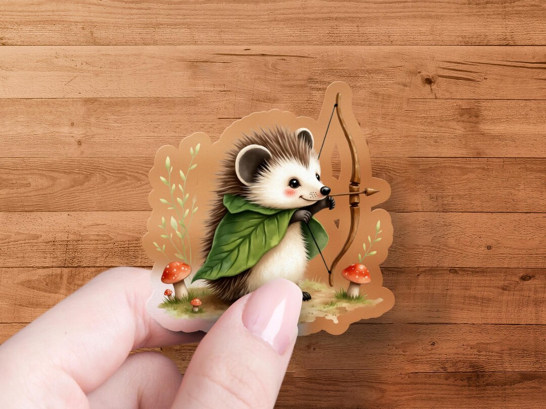 Archer Hedgehog Sticker, Cute Animal Stickers, Whimsical Stickers ...