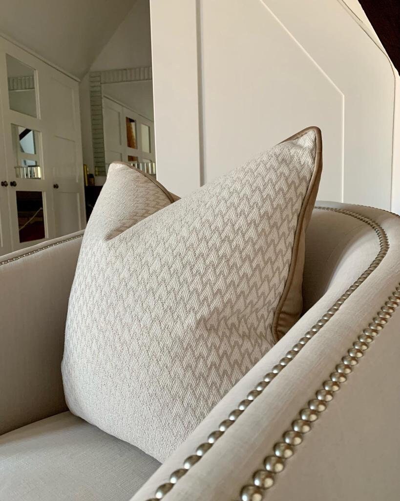 Bay Geometric Pattern Beige Velvet Cushion 50 Cm Square Cover Only ...