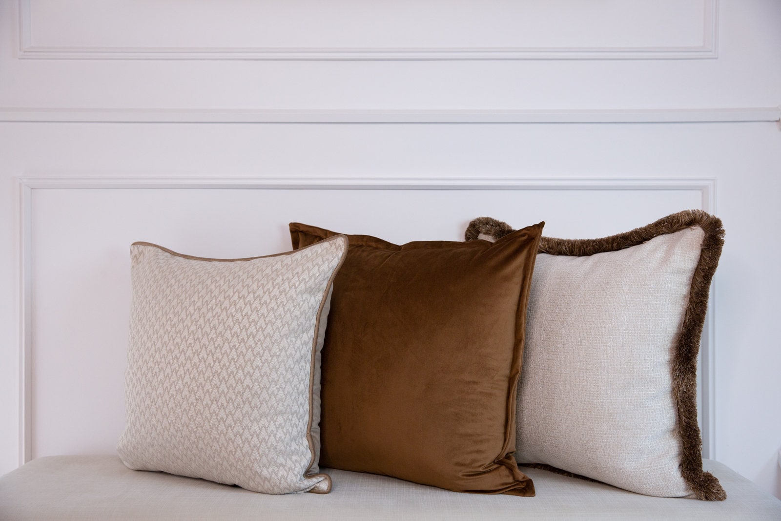 Bay Geometric Pattern Beige Velvet Cushion 50 Cm Square Cover Only ...