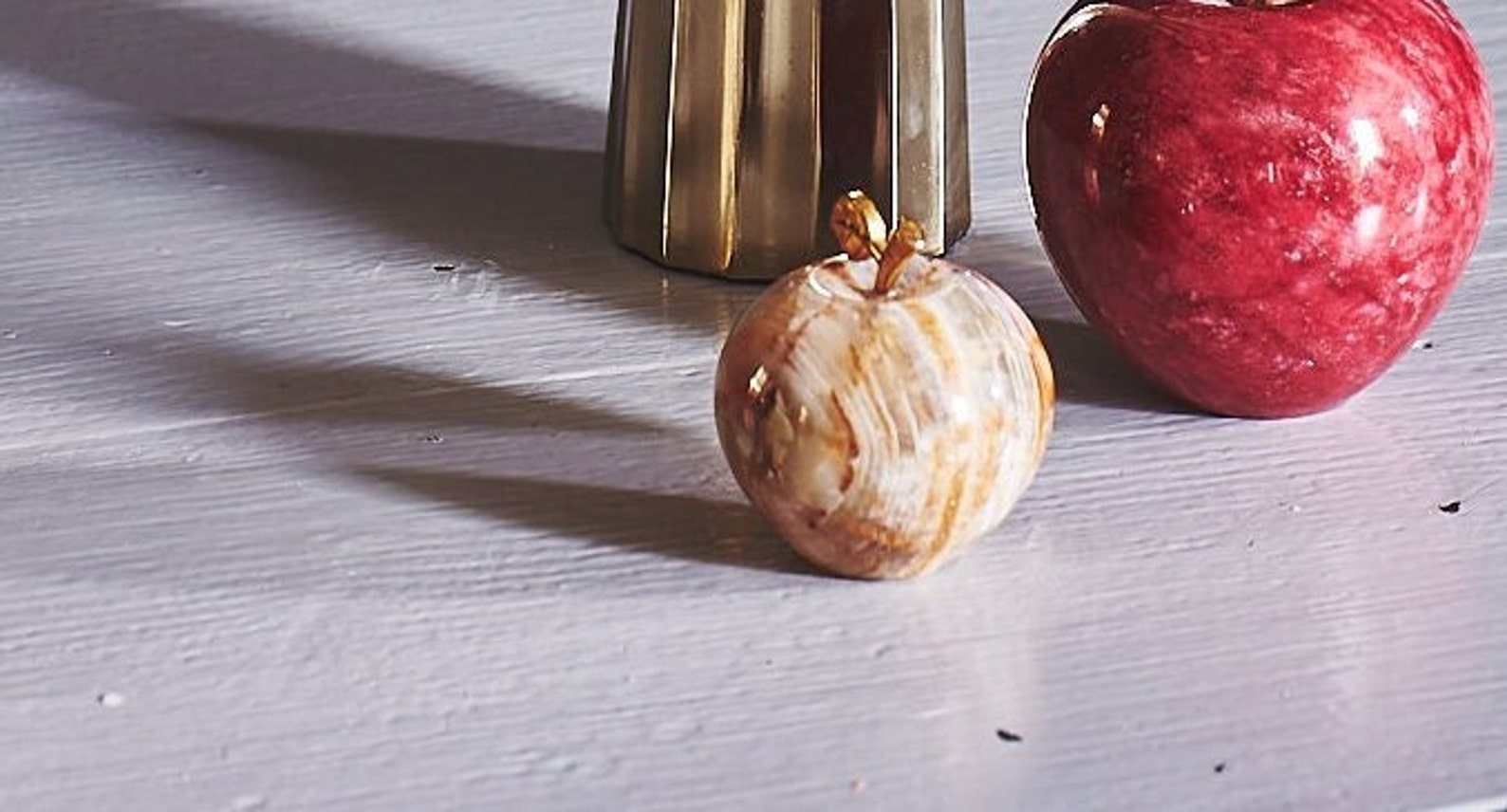 Joyful Apple Marble Set Red and Beige With Gold Brass Stem - Etsy