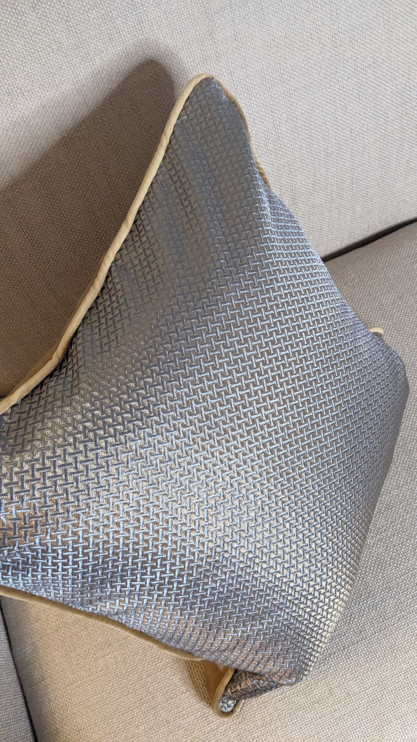 Casablanca Cushion Velvet Back and Piping Champagne Gold and Blue ...