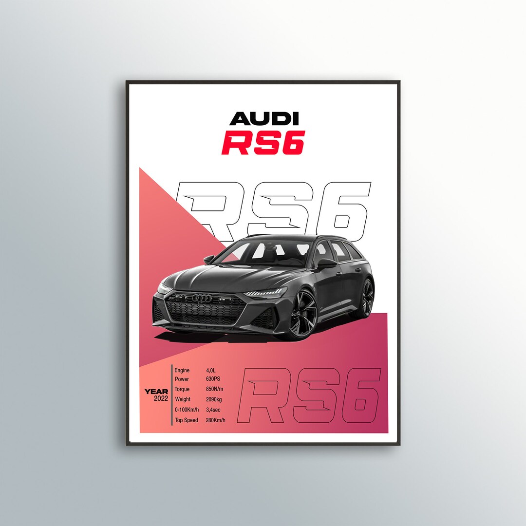 2022 Audi RS6 Poster Prints Wall Art for Children Boys Room Decor Home ...