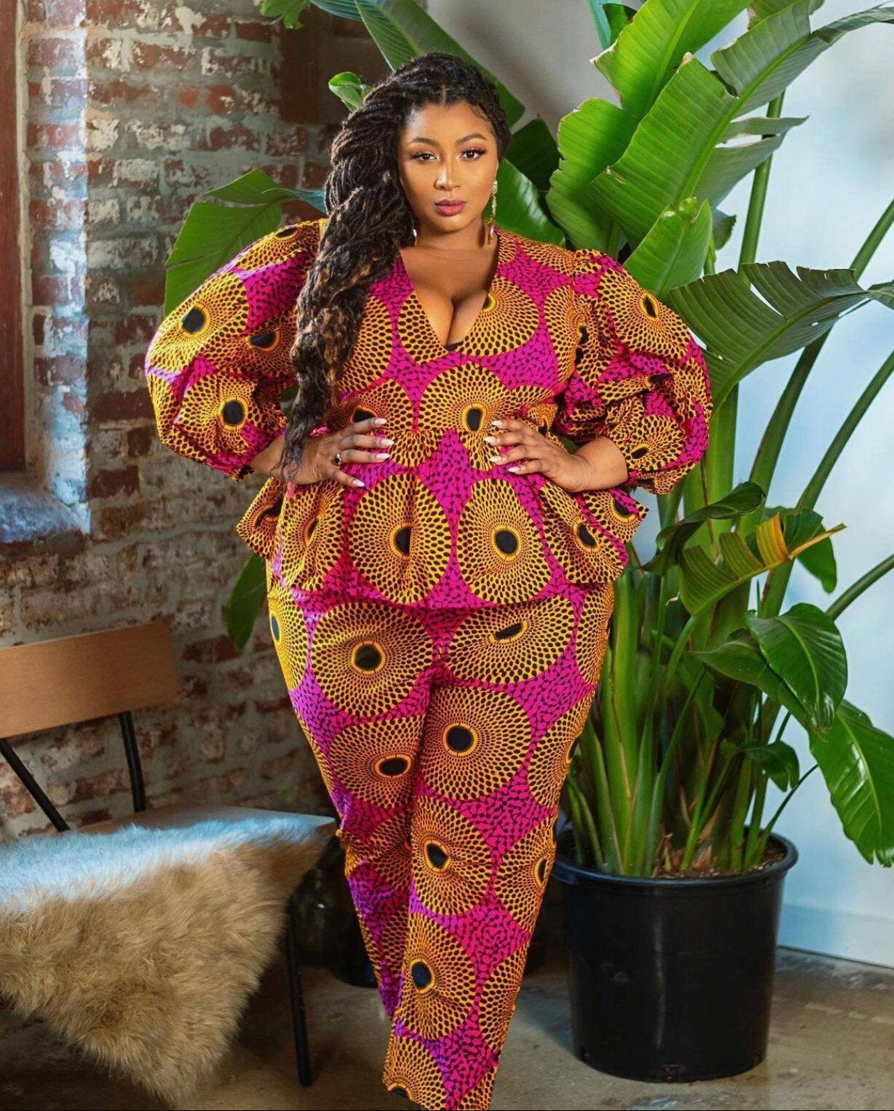 African Print Pant Suit: Ankara Palazzo Set, Plus Size Women's Clothing ...