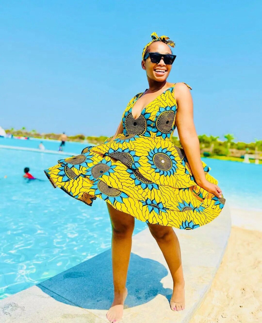 Yellow African Short Gown,african Summer Dress,african Midi Dress ...