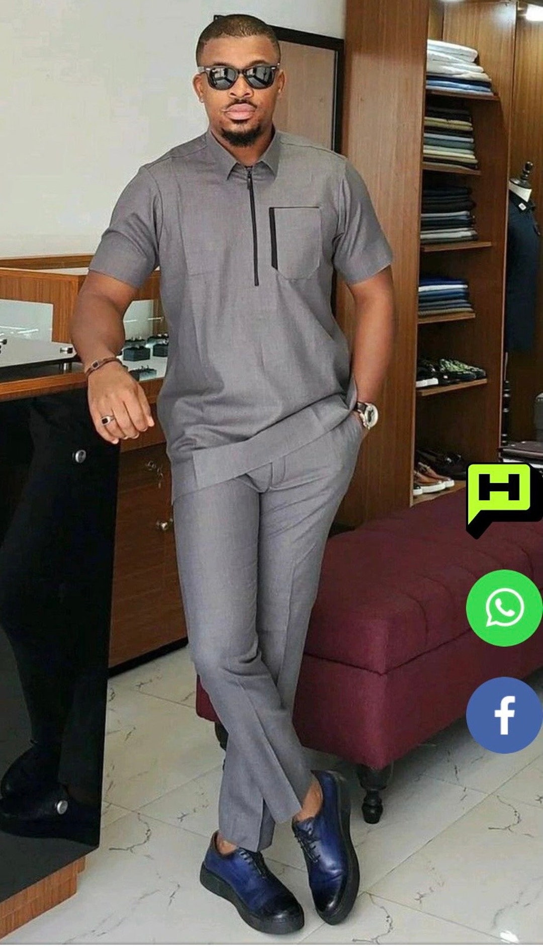 Gray African Men’s Native Suit,gray African Men’s Suit,african Mens ...