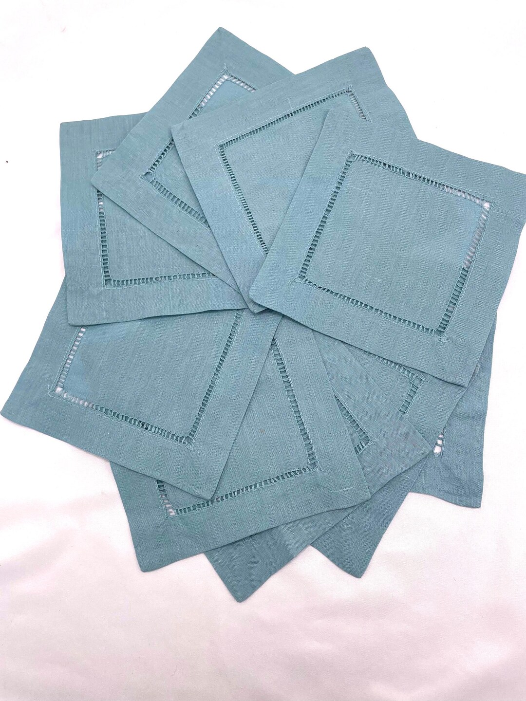Vintage Set of Blue Linen Cocktail Napkins / Coasters – Set of 13 - Etsy