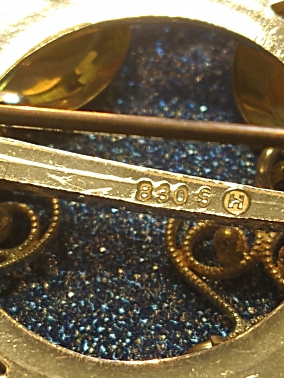 Vintage Sterling Silver Jousi Turku Wedding Brooch - Gem