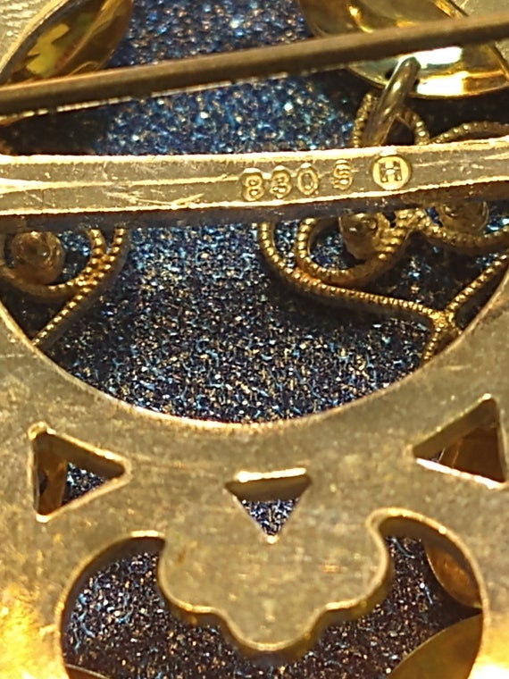 Vintage Sterling Silver Jousi Turku Wedding Brooch - Gem