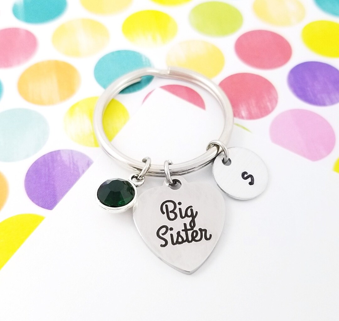 Big Sister Keychain - Big Sister Charm Keychain - Personalized Keychain ...
