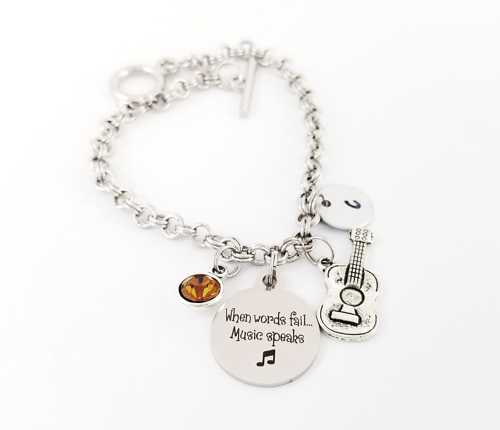 Acoustic Guitar Bracelet - Music Bangle - Musician Bracelet - Music ...