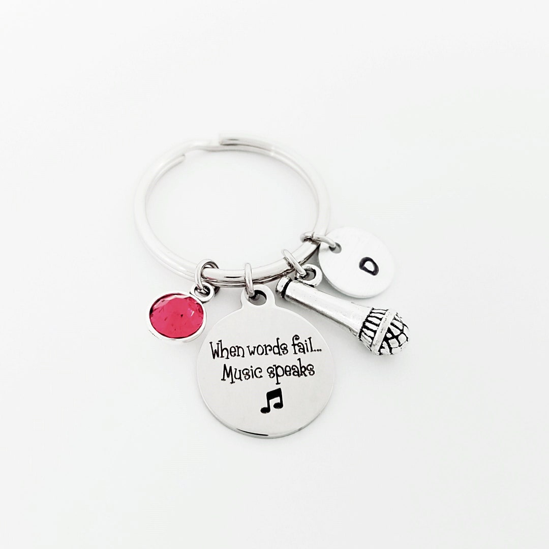 Silver Tone Microphone Keychain - Music Keychain - Musician Keychain ...