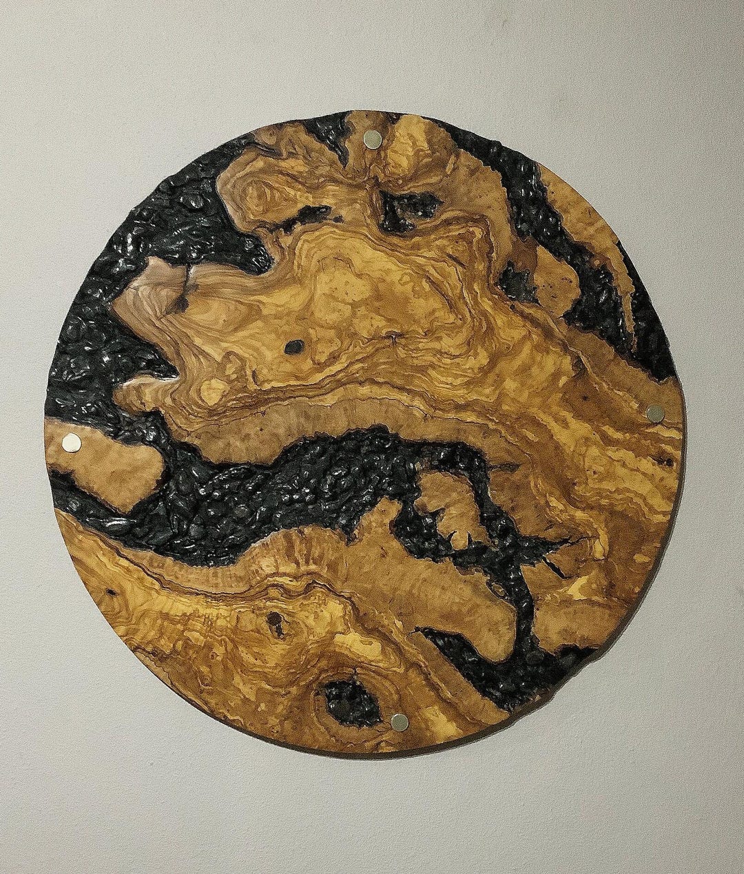 Bespoke Live Edge Wall Art Sculpture, Olive Wood, Resin, Picture, Home ...