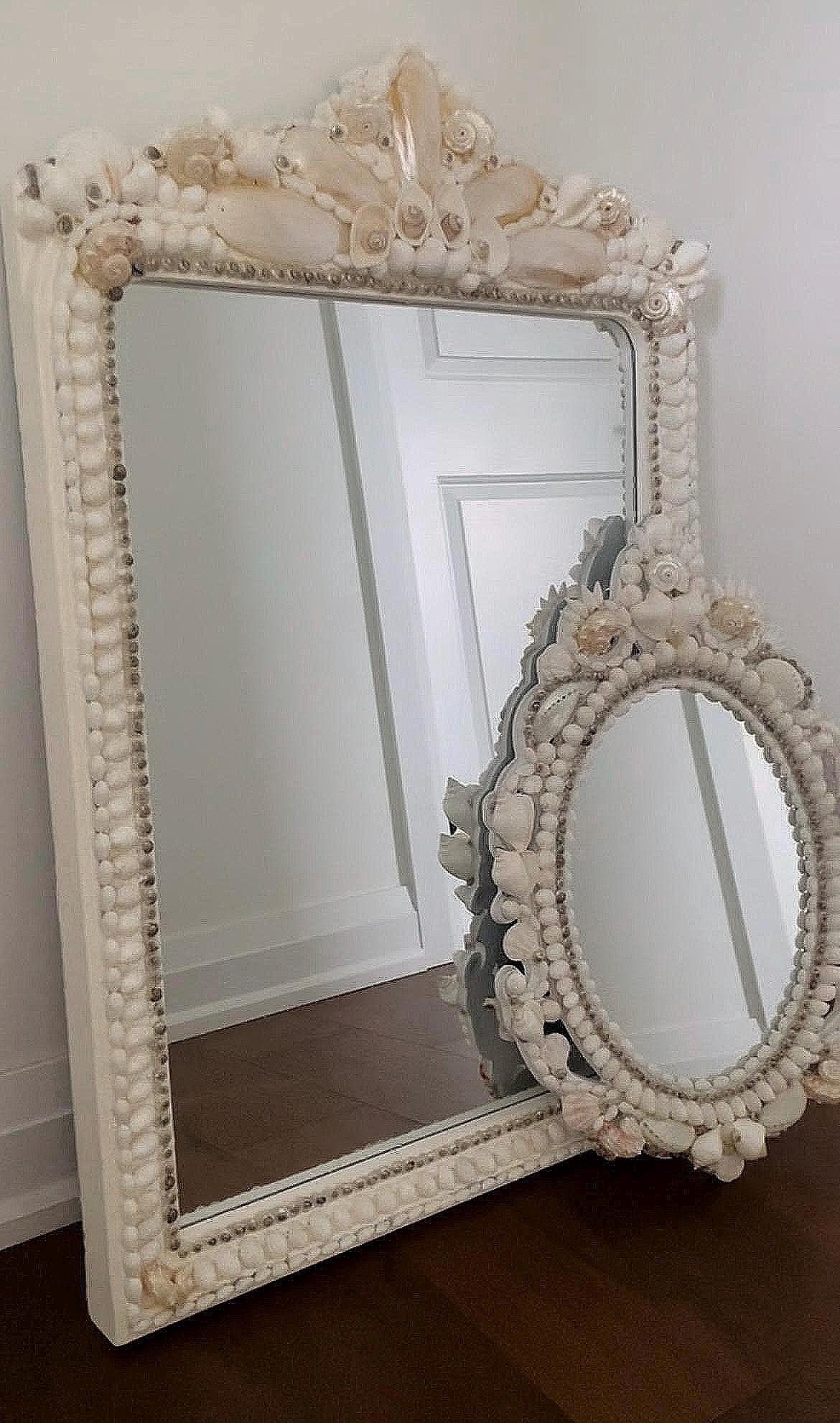 White Pearlized Seashell Mirror - EMMA SHELL MIRROR - Natural Sea Shell ...