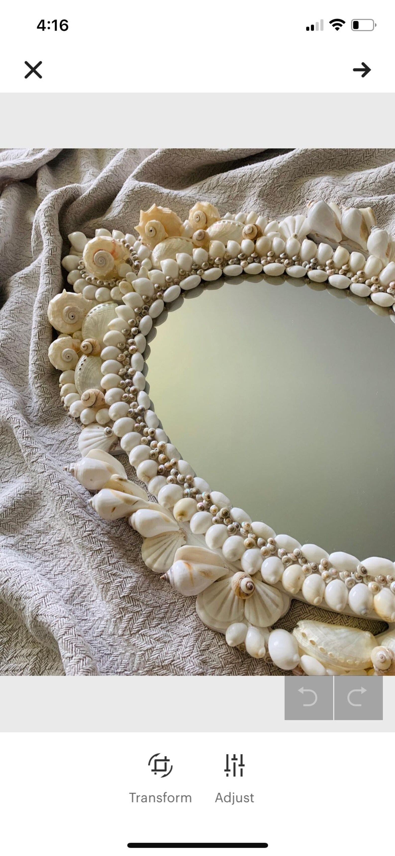 SEASHELL LAMP Emma Table Lamp Linen Shade Natural Sea Shell Mirror ...