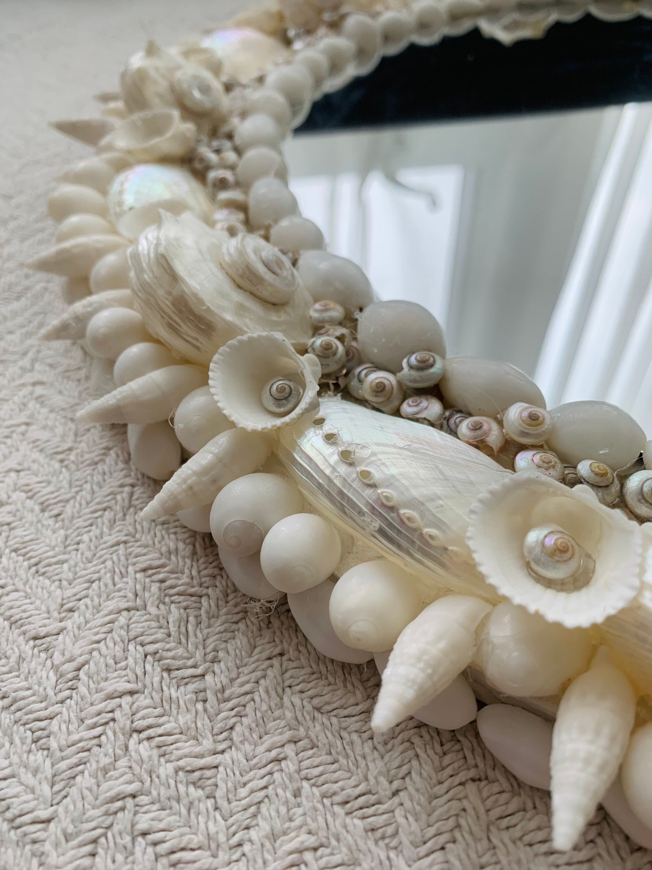 Handmade Seashell Mirror – “christina Shell Mirror” White Pearlized ...
