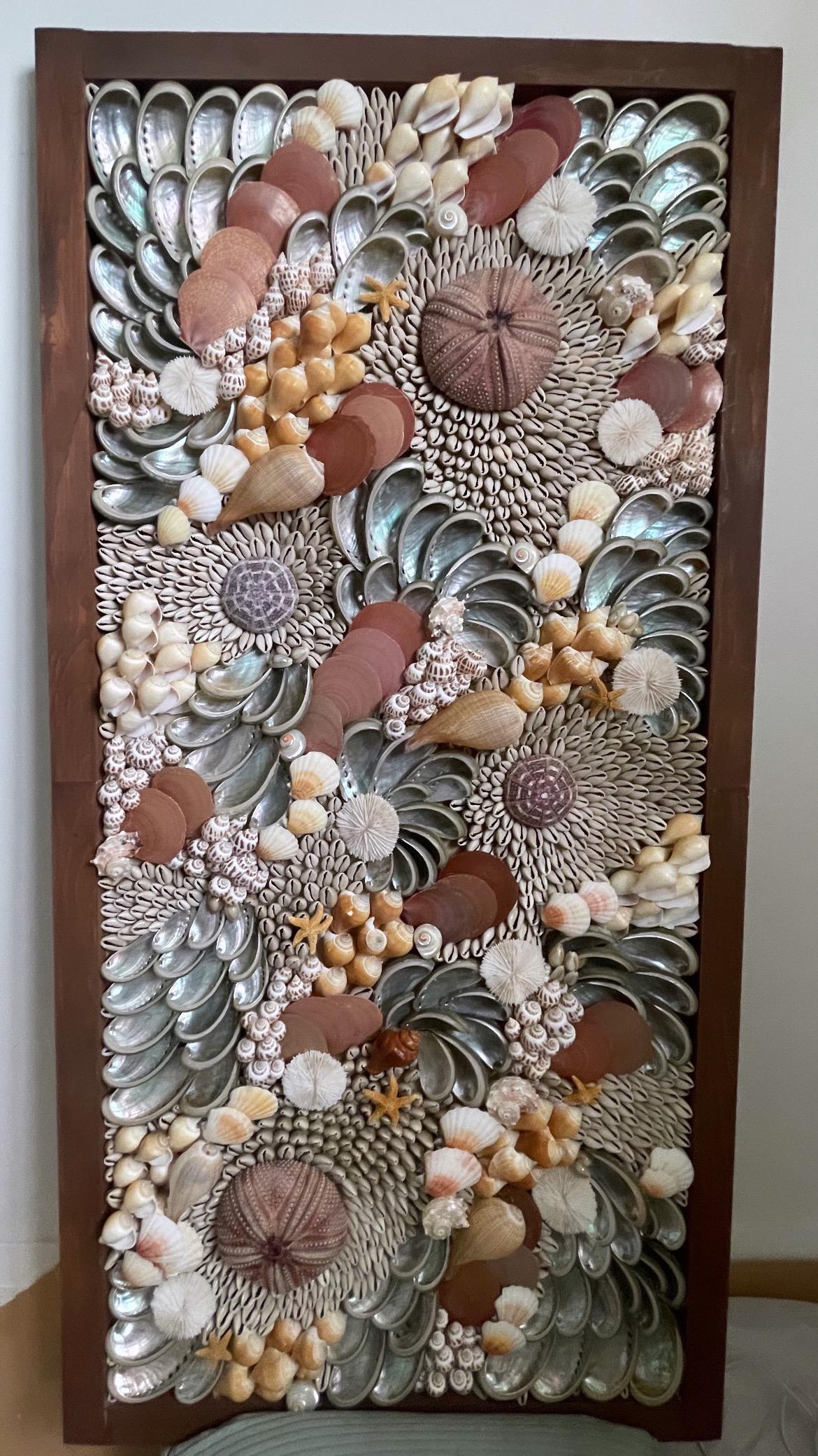 Large Framed Seashell Wall Mosaic CORAL REEF Natural Sculpture Wall ...