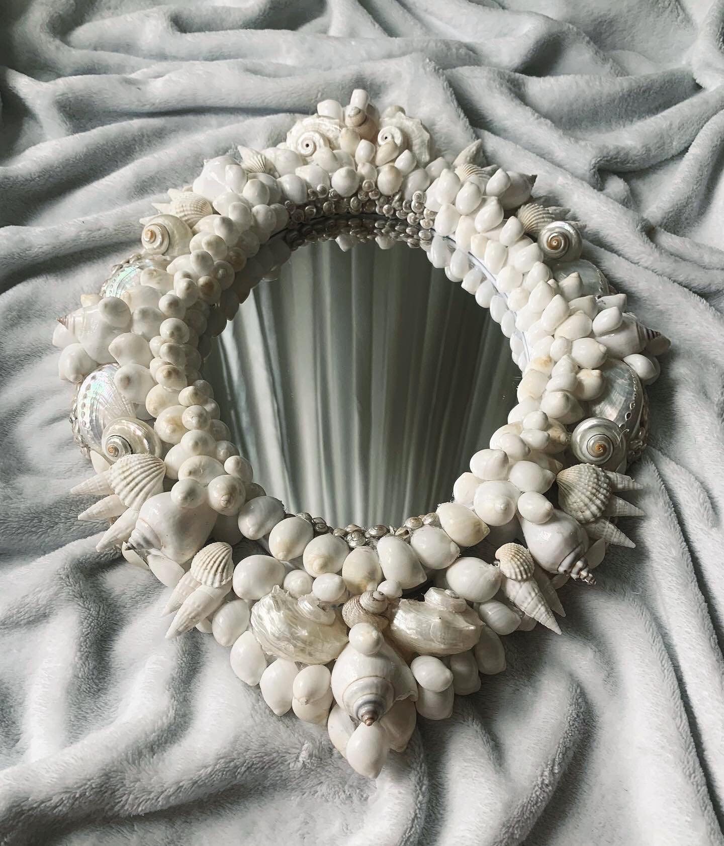 EMMA SEASHELL MIRROR Natural Sea Shell Mirror Adorned With White and ...