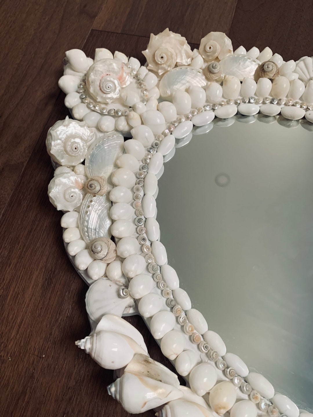 EMMA SEASHELL MIRROR - Natural Sea Shell Mirror Adorned With White and ...