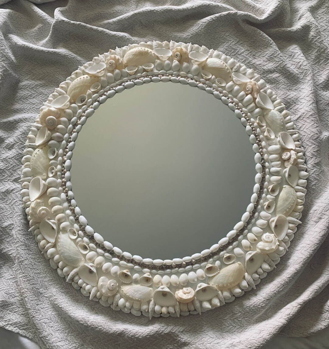 Handmade Seashell Mirror – “christina Shell Mirror” White Pearlized ...