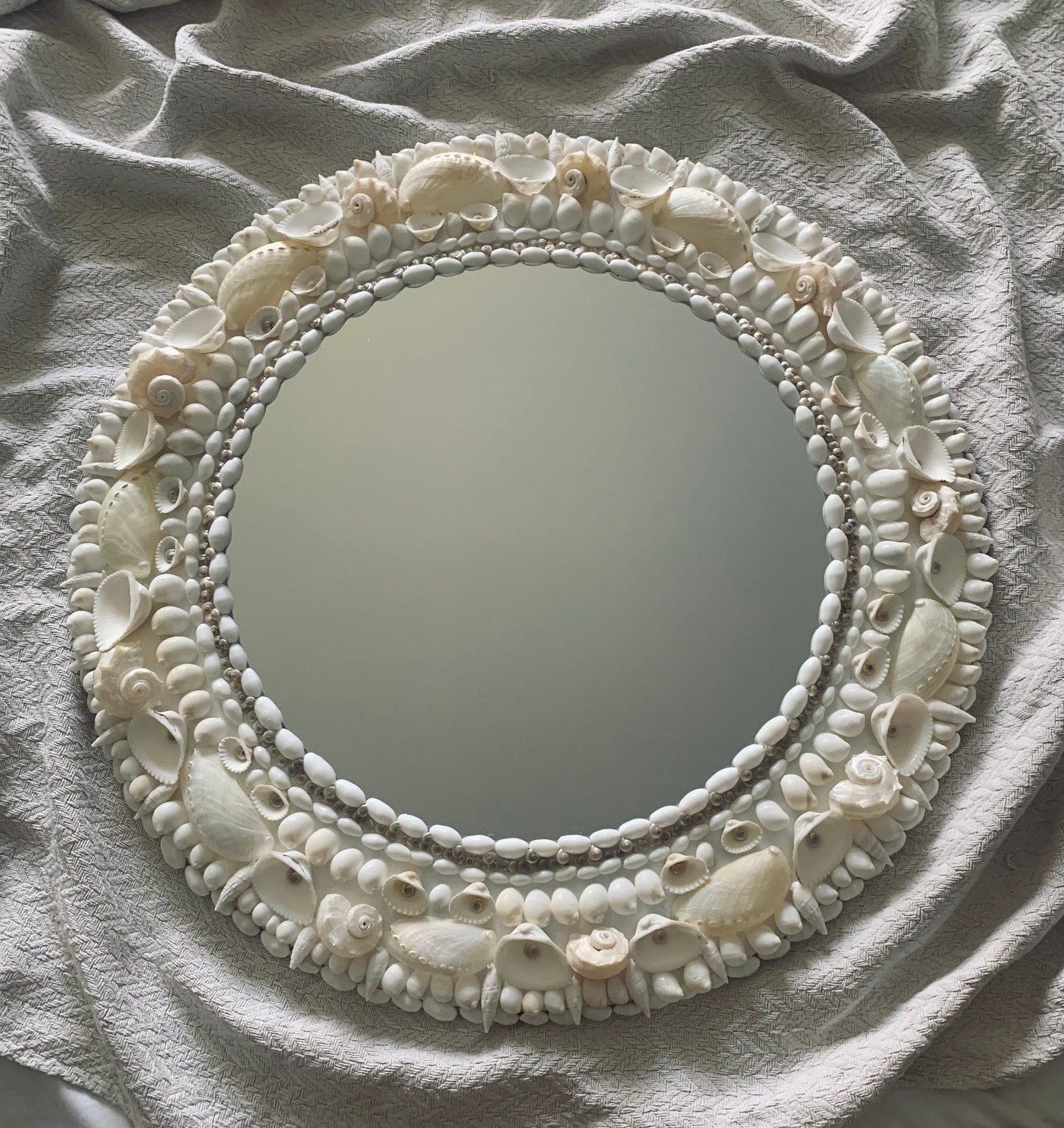 Handmade Seashell Mirror – “christina Shell Mirror” White Pearlized ...