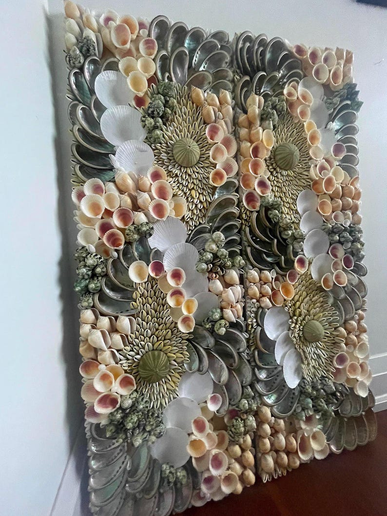 Sea Shell Wall Panels- Full Wall Mosaics All Natural Seashells Urchins ...