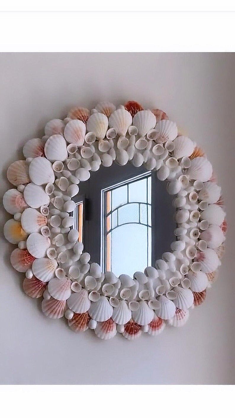 SUMMER BLOOMS Seashell Mirror - Natural White Pink Yellow Orange Red ...