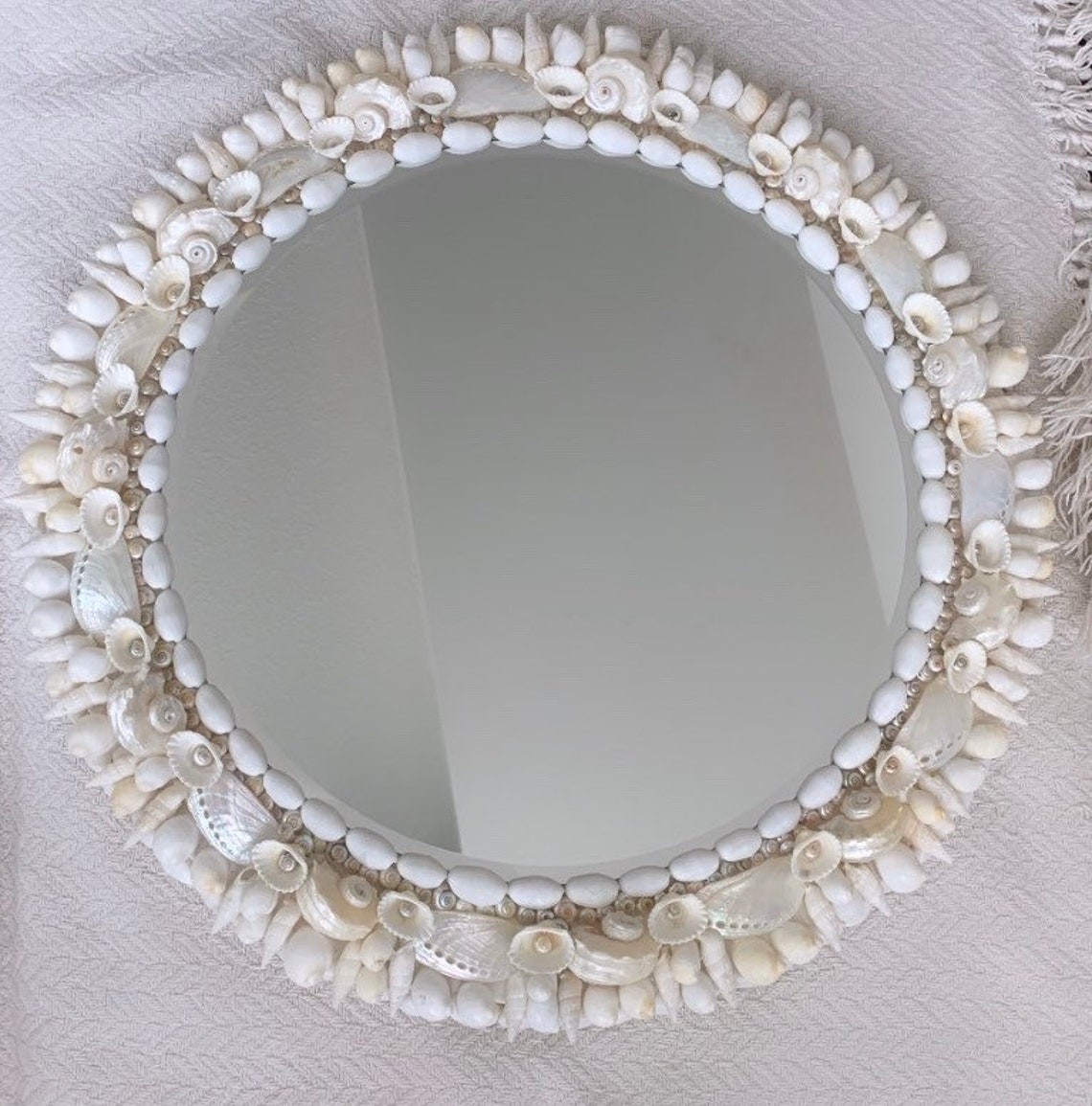 CRISTINA SHELL MIRROR White & Pearlized Natural Shells - Etsy