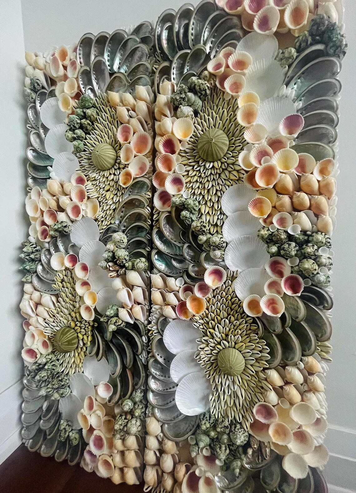 Sea Shell Wall Panels- Full Wall Mosaics All Natural Seashells Urchins ...