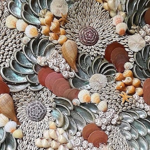 Large Framed Seashell Wall Mosaic CORAL REEF Natural Sculpture Wall ...