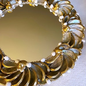 Gold Gilded Abalone Seashell Mirror Natural Seashell Gold Silver White ...